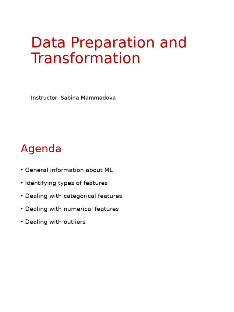 Week 6. Data Preparation and Transformation | PDF | Machine Learning | Outlier