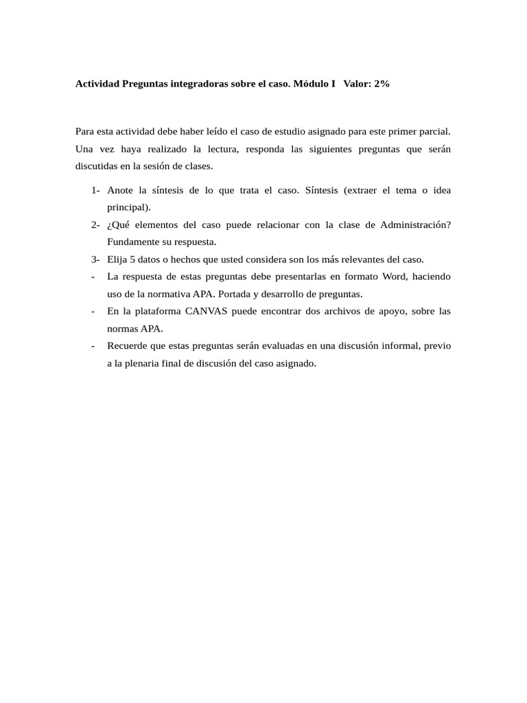 Preguntas de Discusión Caso | PDF