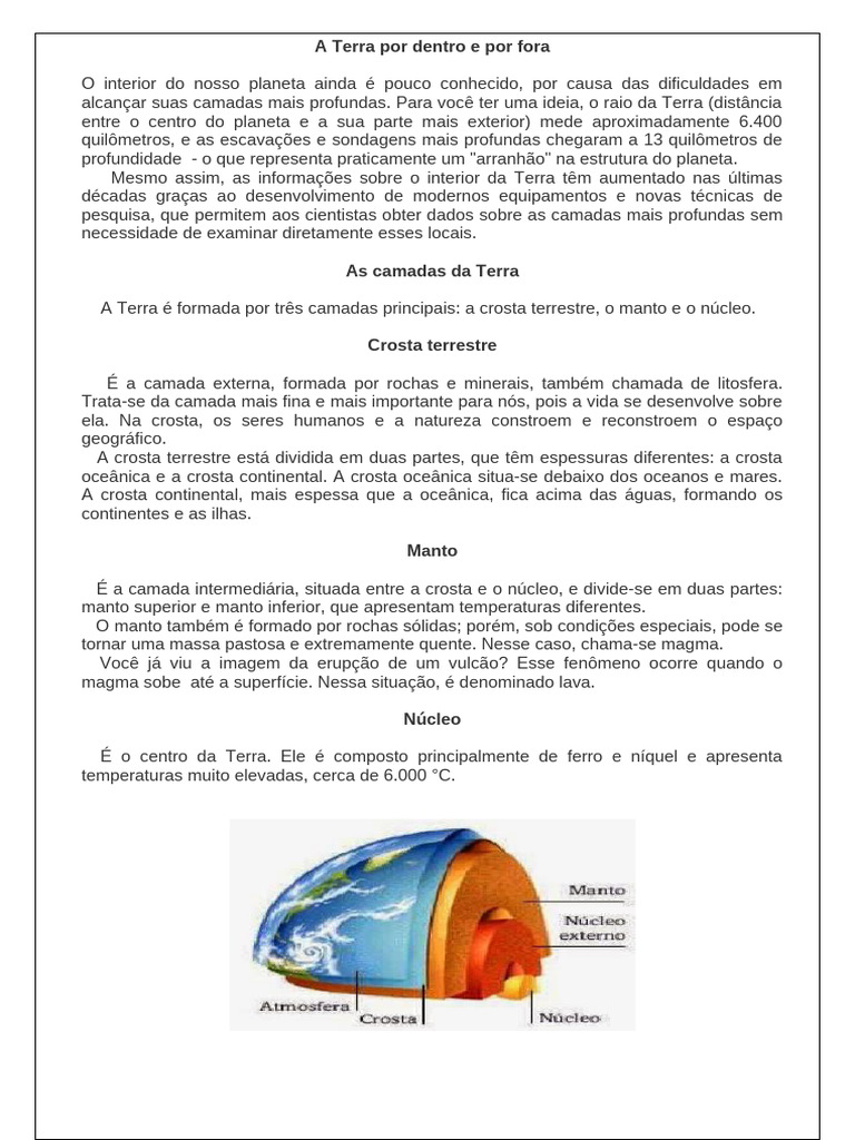 Estrutura Interna da Terra | PDF | Terra | Crosta (Geologia)