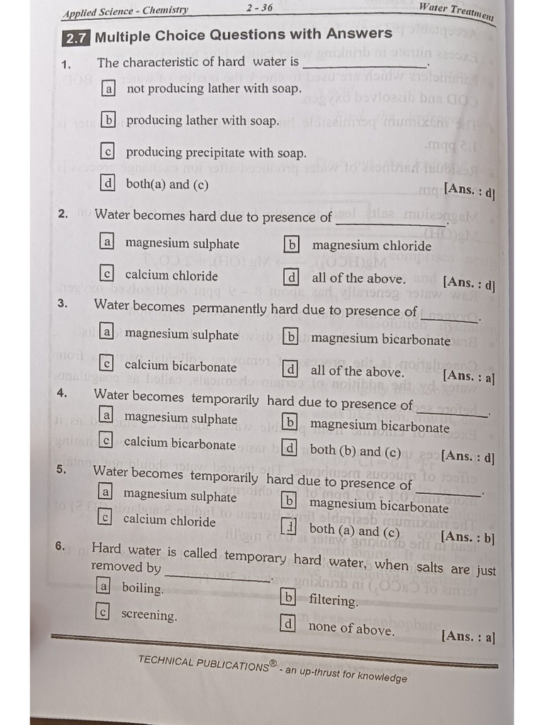 Water Treatment MCQ | PDF
