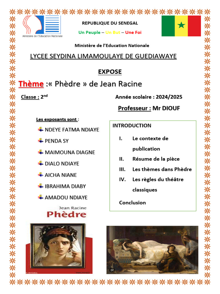 Analyse de "Phèdre" de Racine | PDF
