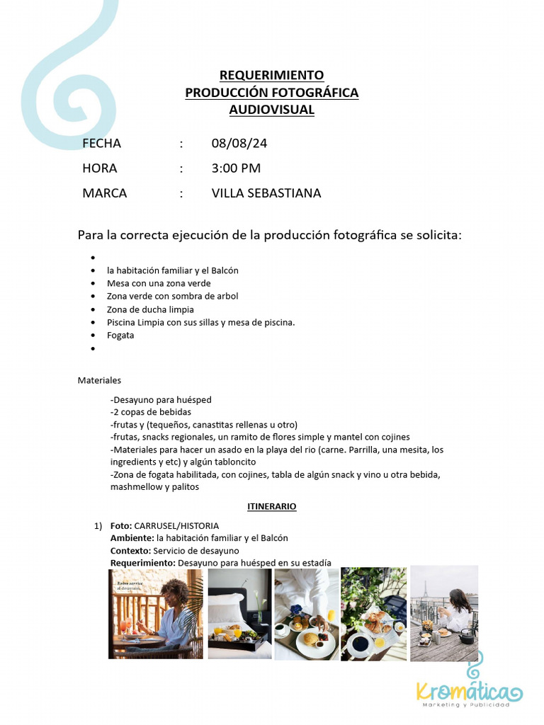 Esquema Fotografico Audiovisual - Villa Sebas Agosto | PDF | Alimentos | Comida