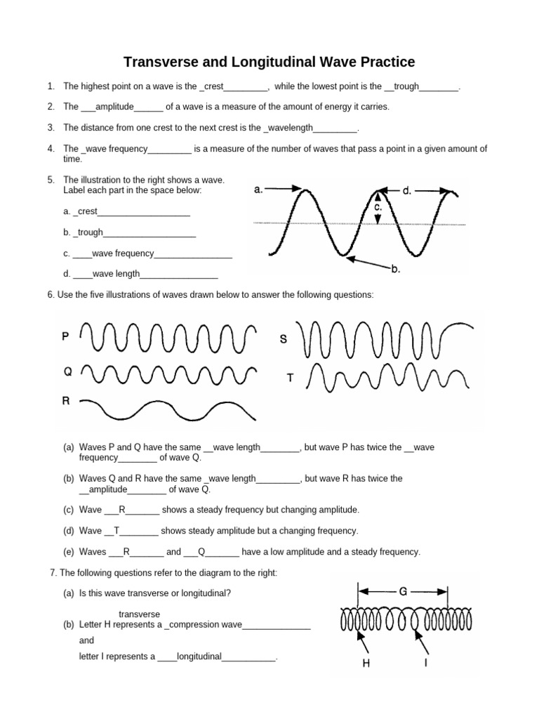 (Anatomy of A Wave) Transverse-v-Longitudinal-wave-and-speed-ws | PDF