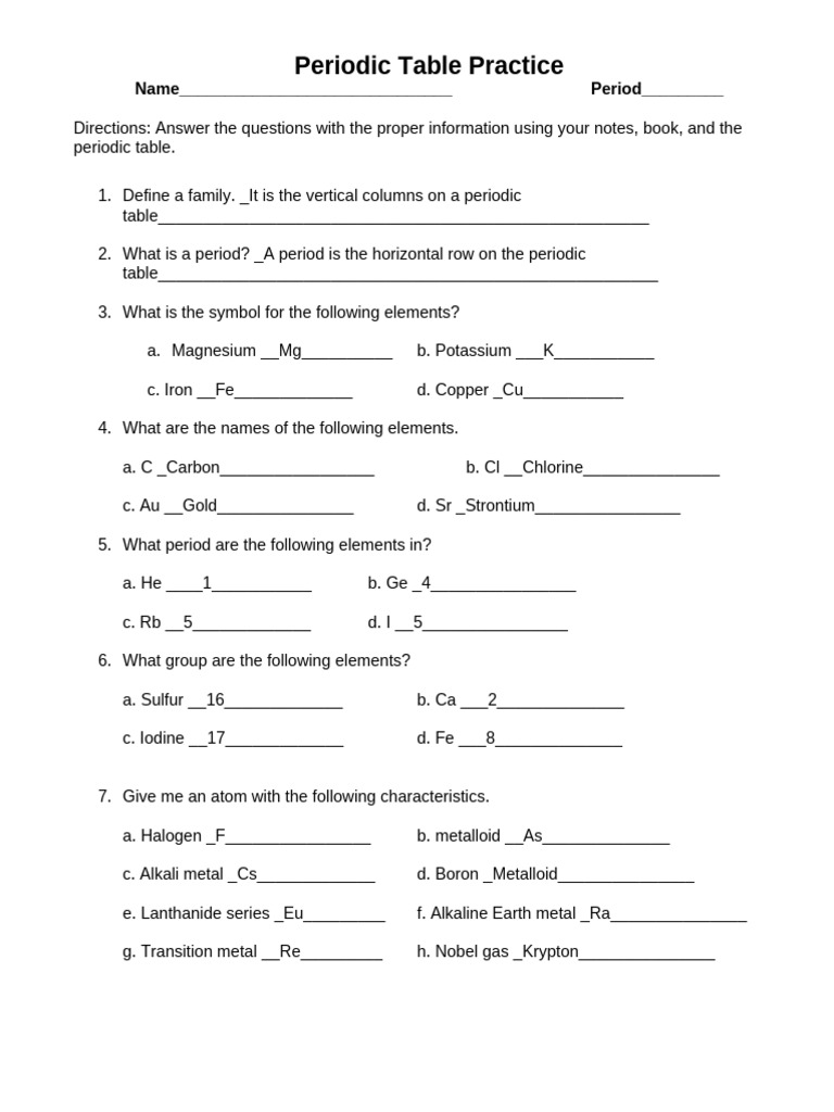 Periodic Table Unit Packet | PDF | Chemical Elements | Periodic Table