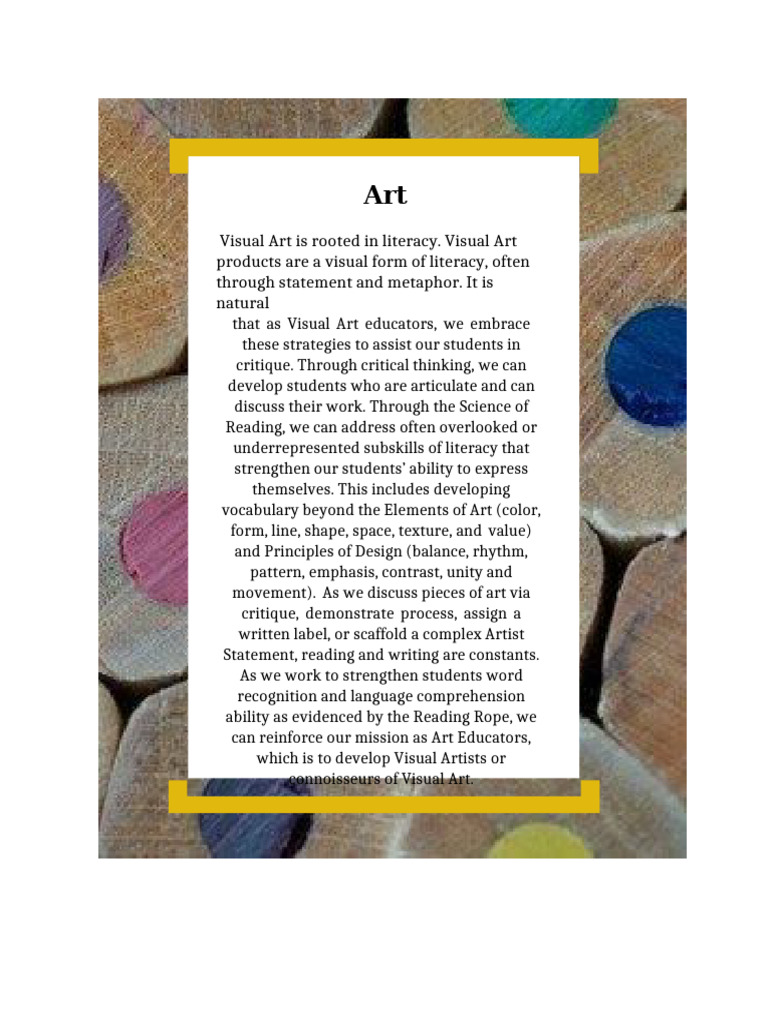 Art and Poetry: Engaging Literacy K-12 | PDF | Reading Comprehension | Word