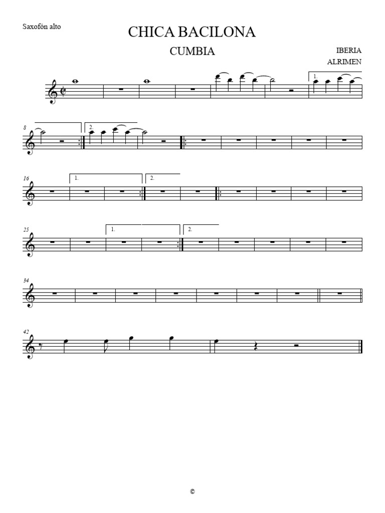CUMBIA CHICA BASILONA - Saxofón alto | PDF