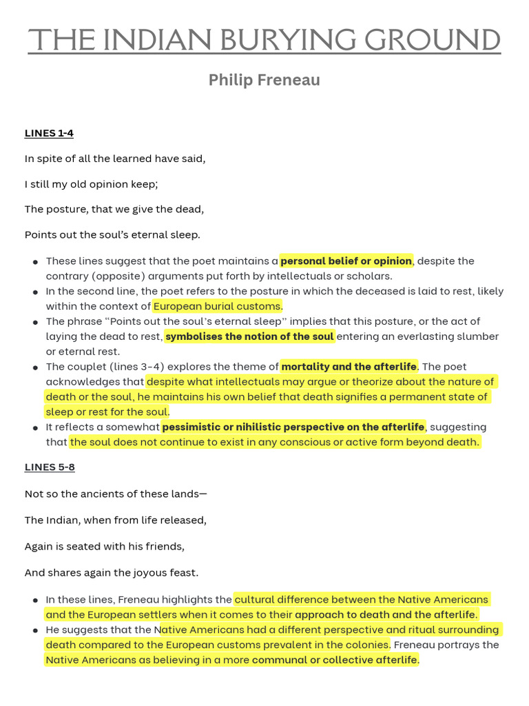 The Indian Burying Ground | PDF | Reason | Afterlife