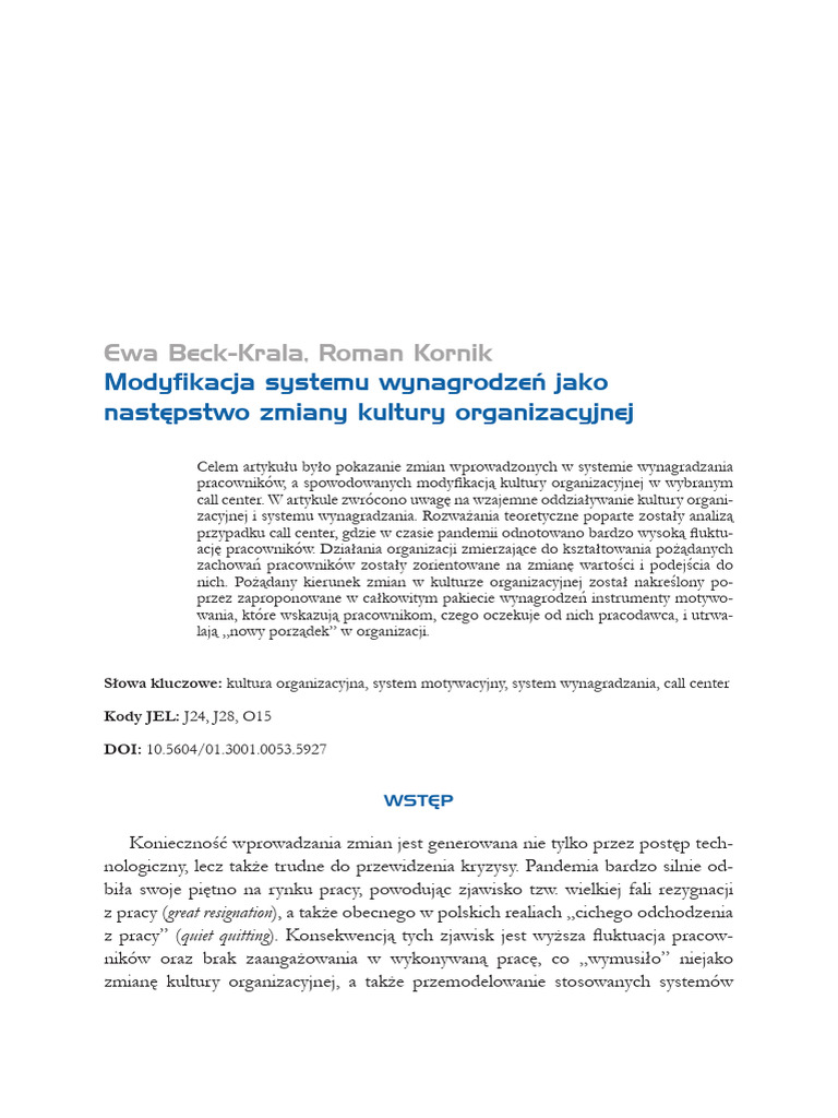 Modyfikacja Systemu Wynagrodze Jako Nast | PDF