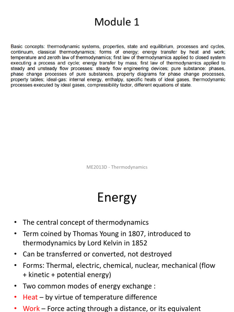 Thermodynamics Full Notes (Module 01) | PDF | Gases | Enthalpy