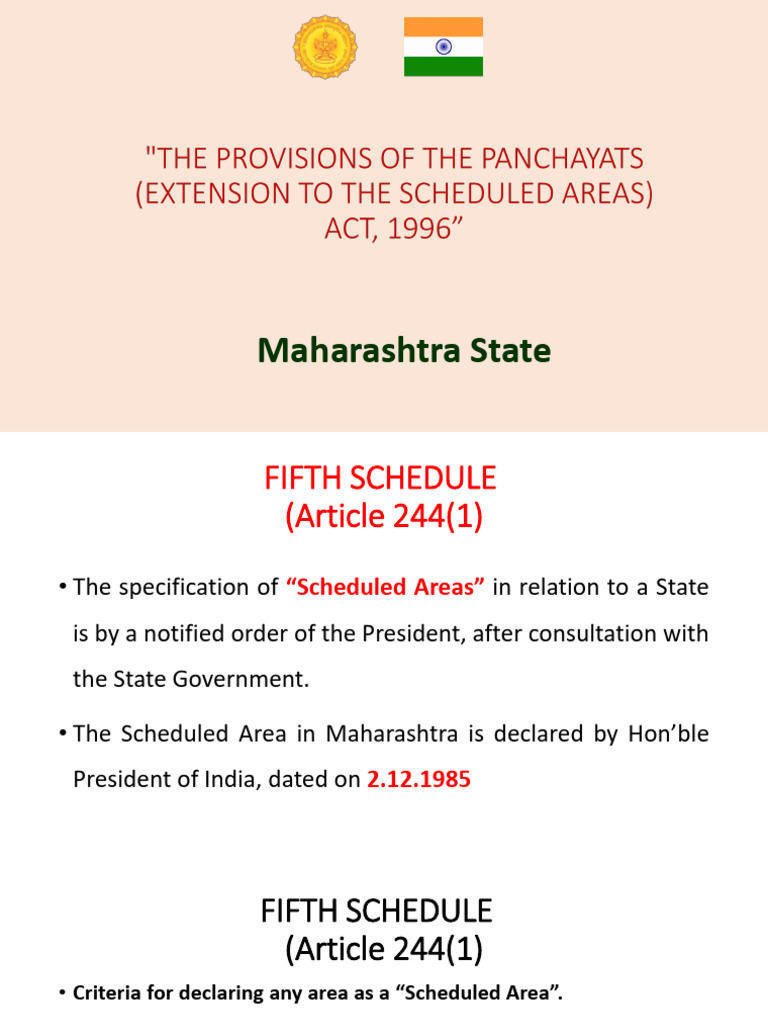 PESA Act 1996: Maharashtra Overview | PDF | Government Of India