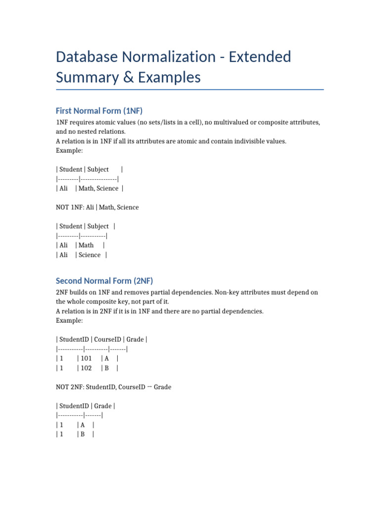 Extended_Normalization_Summary | PDF | Computer Data | Information Technology Management