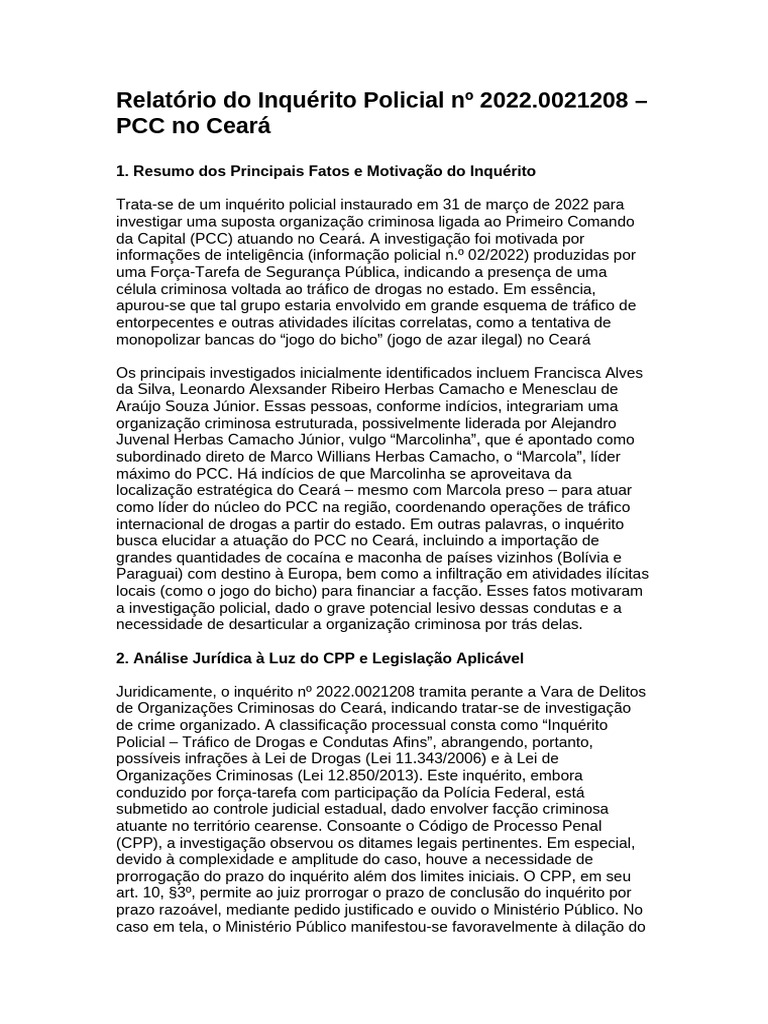Relatório Do Inquérito Policial #2022 | PDF | Lavagem de dinheiro ...