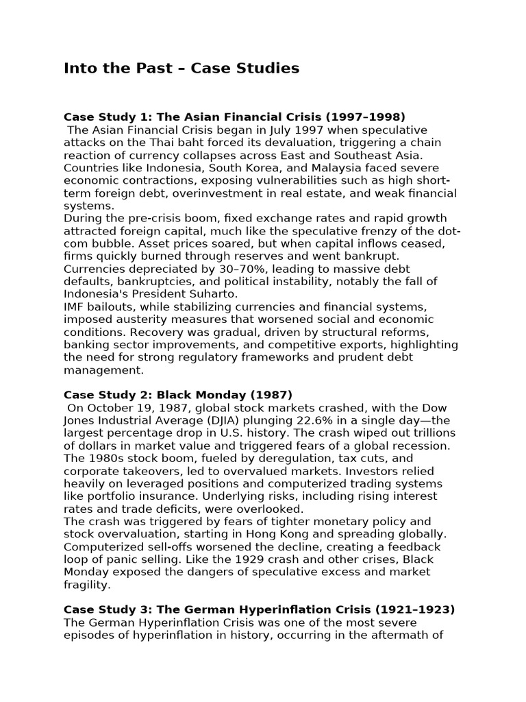 Into The Past - Final Case Studies | PDF | 1997 Asian Financial Crisis | Economic Bubble