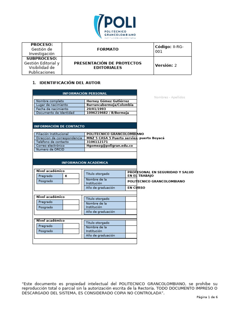 Cesión de Derechos Herney Gómez 5 | PDF | La contaminación del aire | Publicación