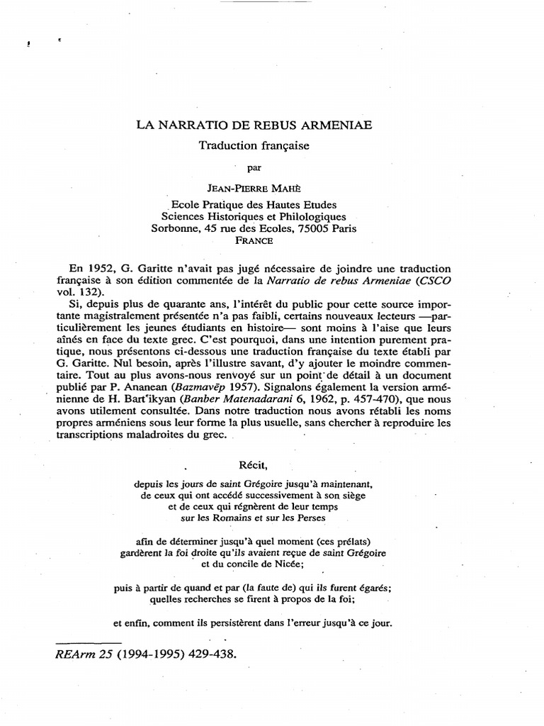 MAHE, La Narratio | PDF