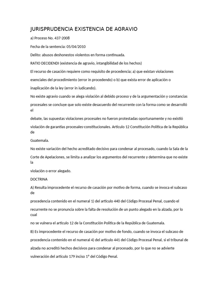 Jurisprudencia Existencia de Agravio | PDF | Caso de ley | Ley procesal