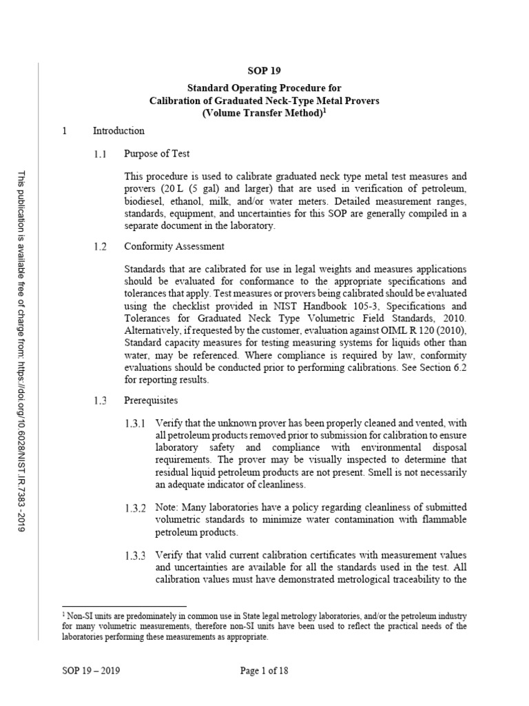 SOP 19, Calibration of Graduated Neck-Type Metal Provers - sop-19 ...