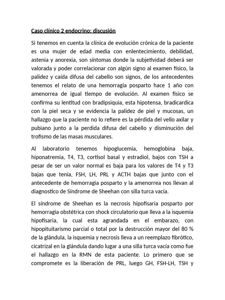 Discusion caso clinico 2 endocrino | PDF | Hormona | Hipotiroidismo