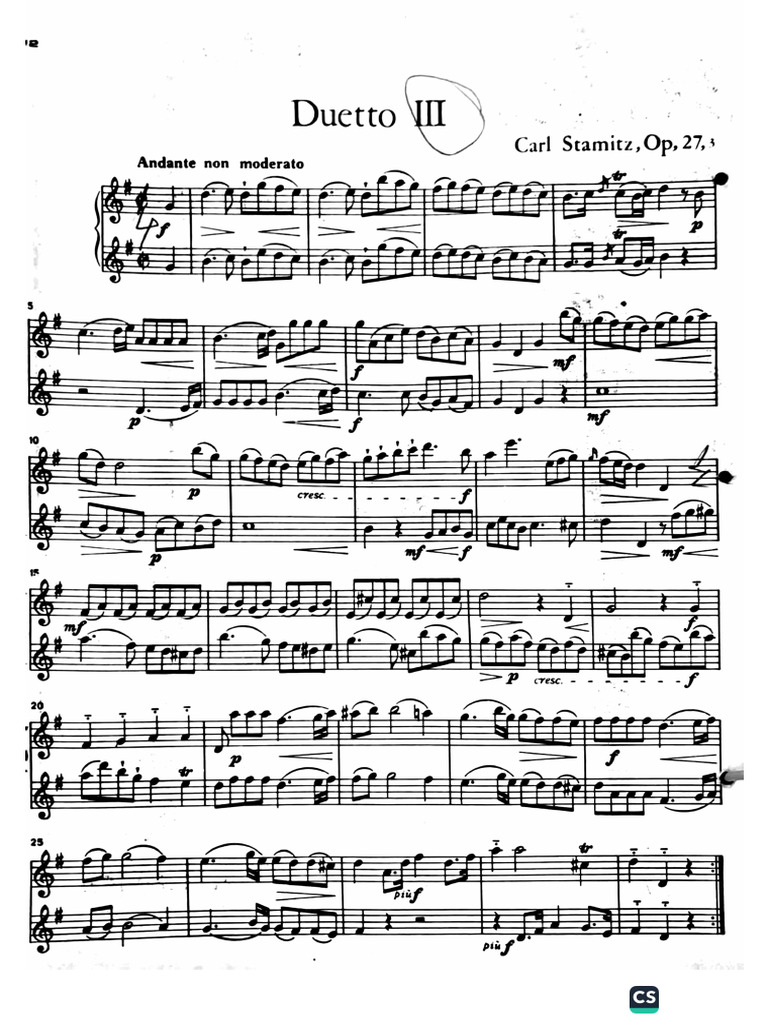 Duet III Carl Stamitz Op27 | PDF