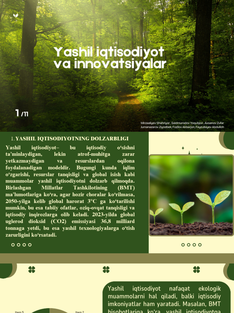 Yashil Iqtisodiyot Va Innovatsiyalar | PDF