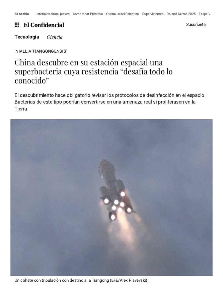 Superbacteria Niallia tiangongensis en el espacio | PDF | Nasa ...