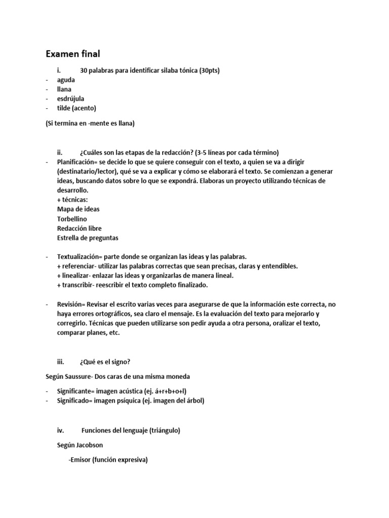 Examen Final de Lingüística y Redacción | PDF | Lingüística | Fonética
