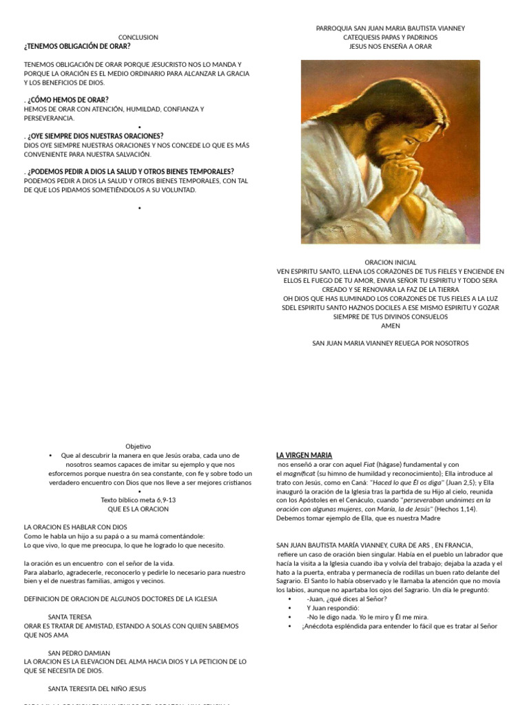Tema Jesus Nos Enseña a Orar Imprimir Dos Lados Con Giro Corto | PDF ...