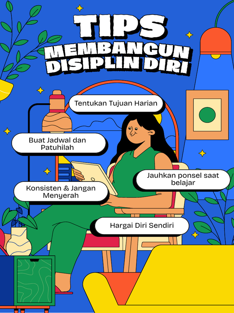 Biru Ilustrasi Tips Membangun Disiplin Diri Poster - 20250523 - 032418 ...