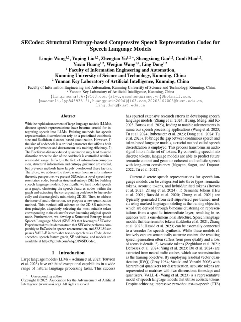 SECodec: Structural Entropy-Based Compressive Speech Representation Codec For Speech Language ...
