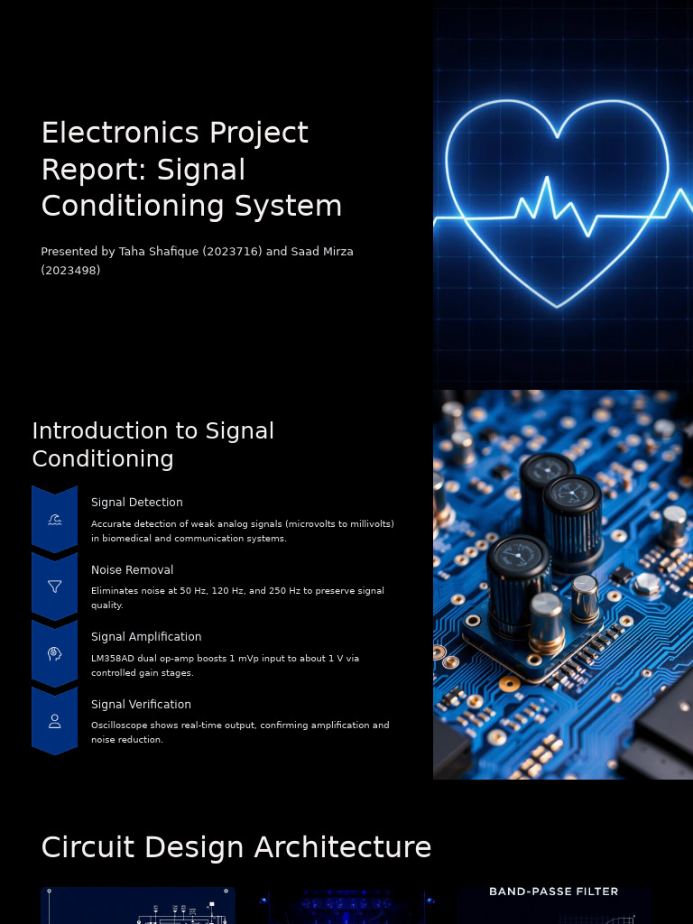 Electronics Project Report Signal Conditioning System | PDF | Amplifier | Electronic Filter