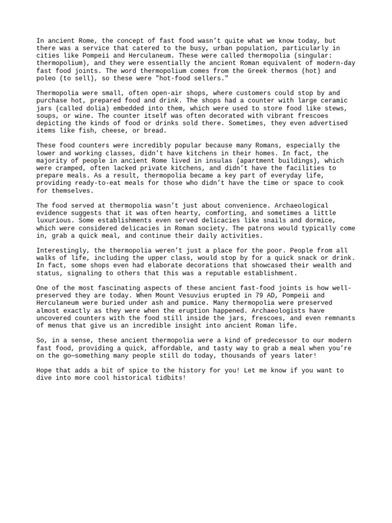 Ancient Rome's Fast Food The Thermopolia of Pompeii | PDF | Pompeii ...