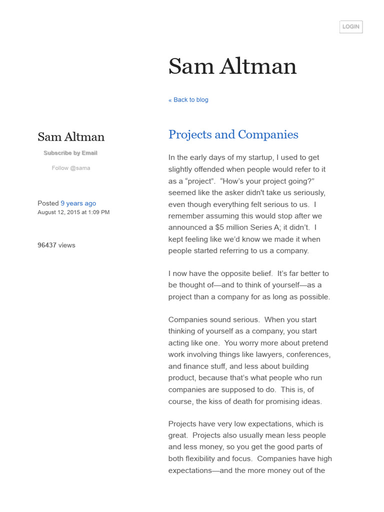 Projects and Companies - Sam Altman | PDF