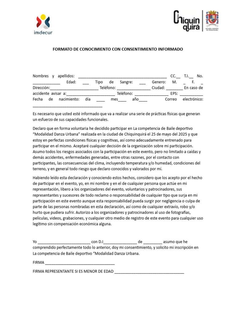 Formato de Conocimiento Con Consentimiento Informado | PDF