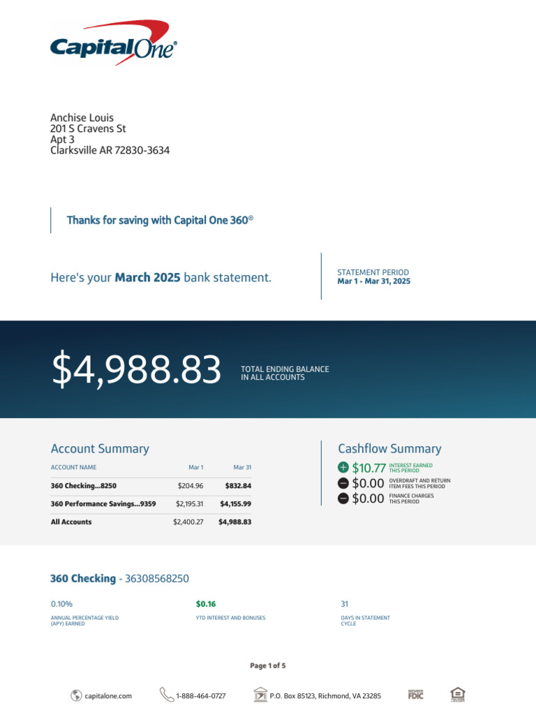 March 2025 Capital One Statement | PDF | Transaction Account | Credit Card