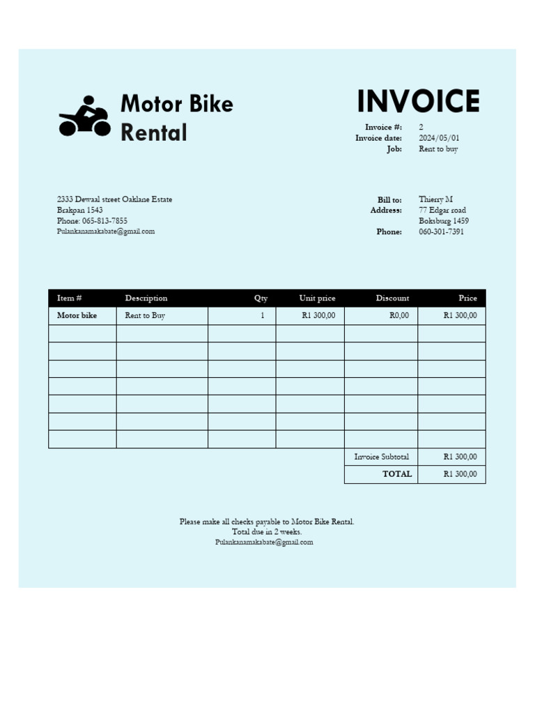 Bike Invoice #002 | PDF
