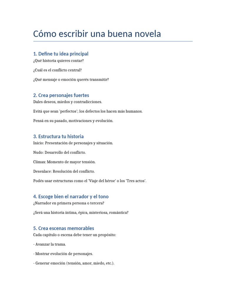 Como Escribir Una Buena Novela | PDF
