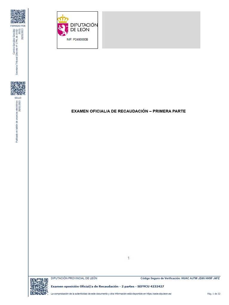 Examen Oficiala - de - Recaudacion | PDF | Impuestos | Subasta