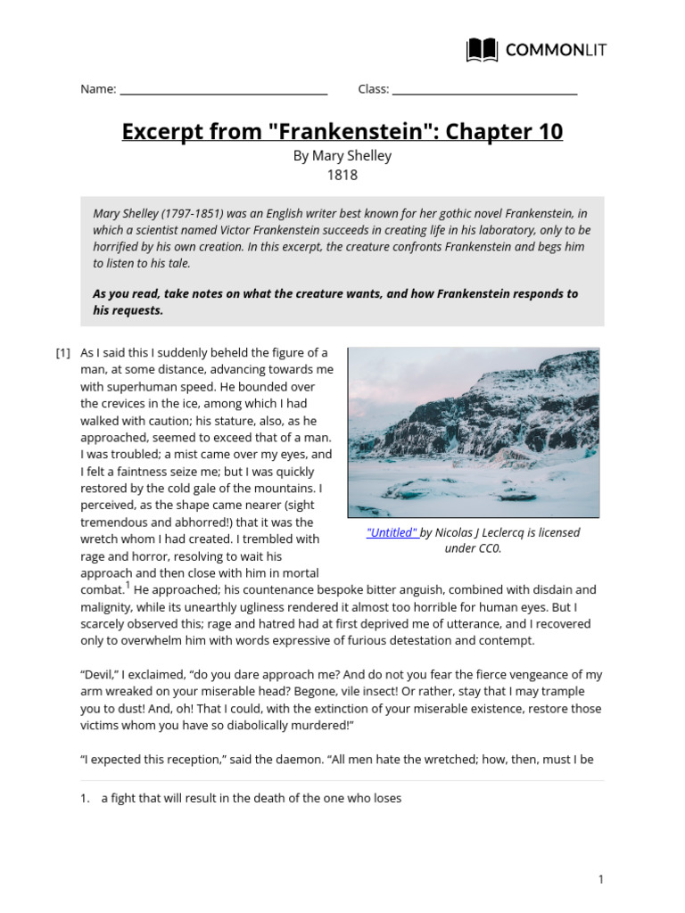 Creature's Plea in Frankenstein Chapter 10 | PDF | Frankenstein