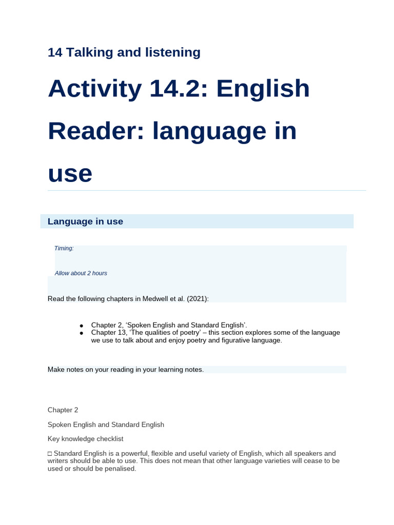 14 Talking and Listening | PDF | English Language | Poetry