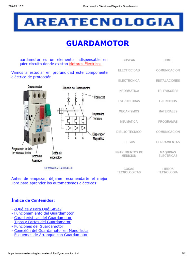 Guardamotor Eléctrico o Disyuntor Guardamotor | PDF | Relé | Ingeniería ...