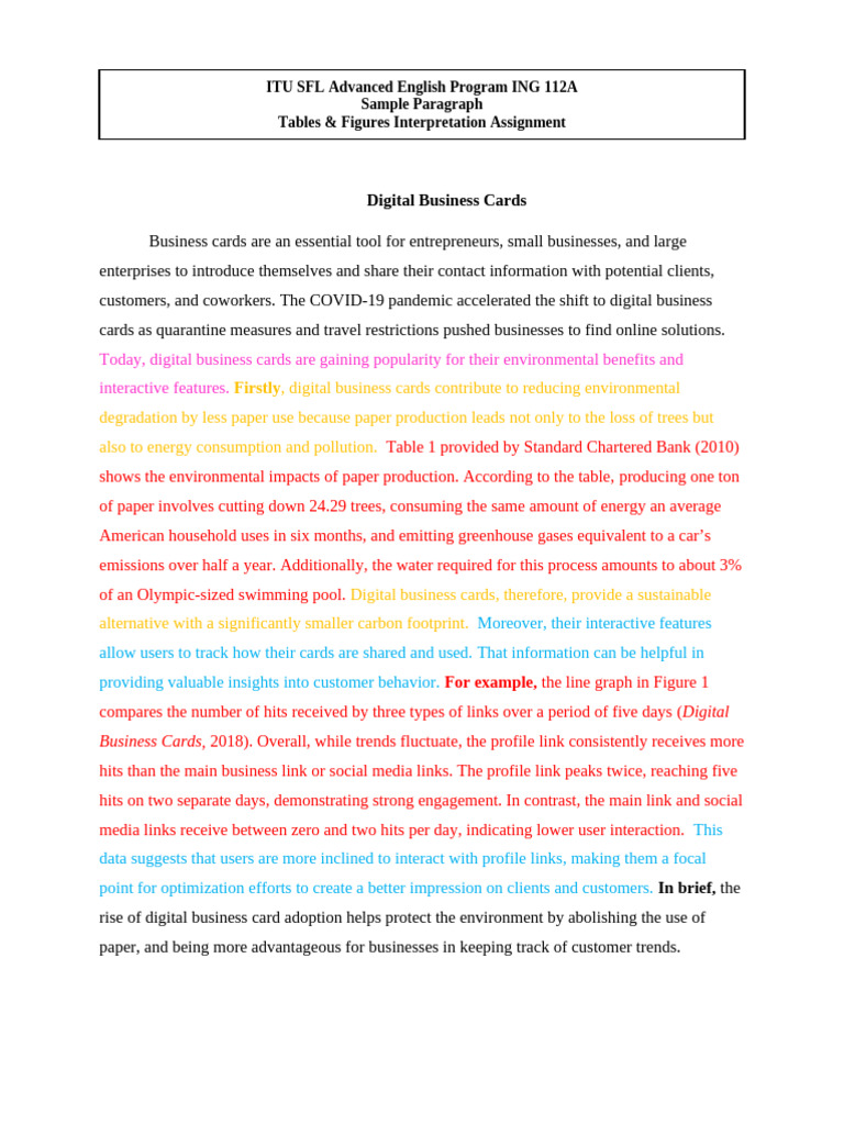 ING 112A Tables & Figures Interpretation Sample Paragraph - Digital ...