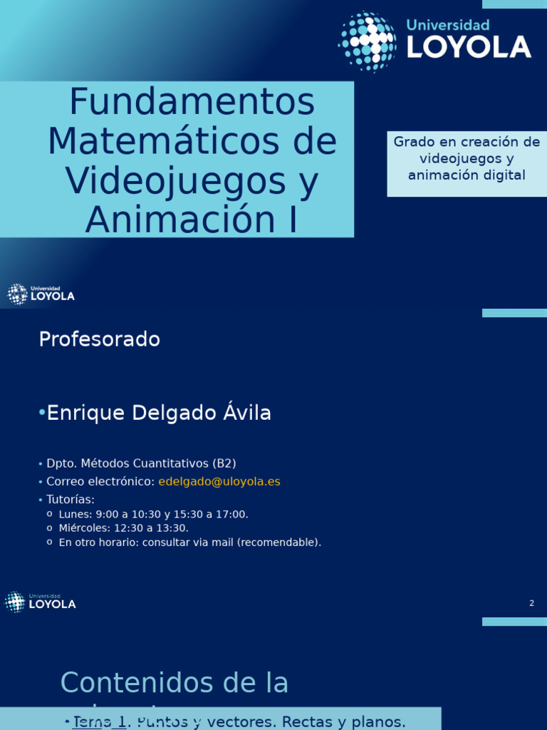 Fundamentos Matemáticos de Videojuegos y Animación I | PDF ...