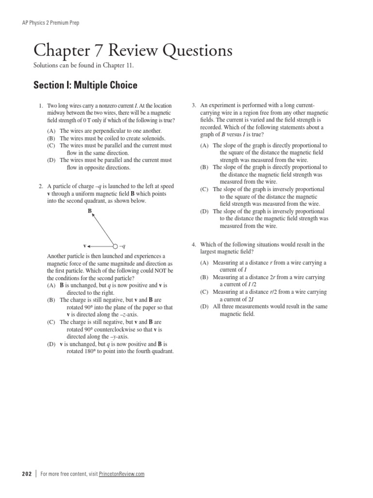 Chapter 7 Review Questions | PDF | Magnetic Field | Ion
