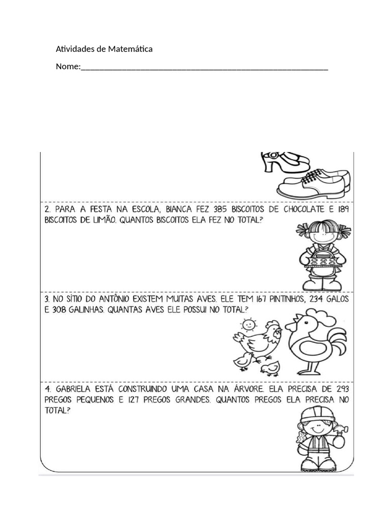 Atividades de Matemática Nome | PDF