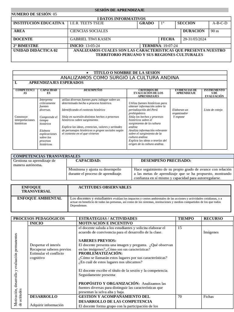 SESION DE °1 Sess 8 | PDF | Evaluación | Aprendizaje
