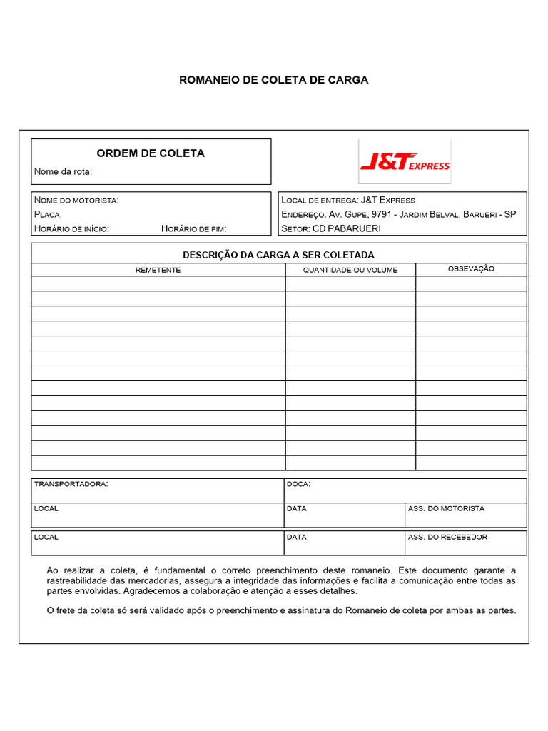 Romameio de Coleta PME | PDF