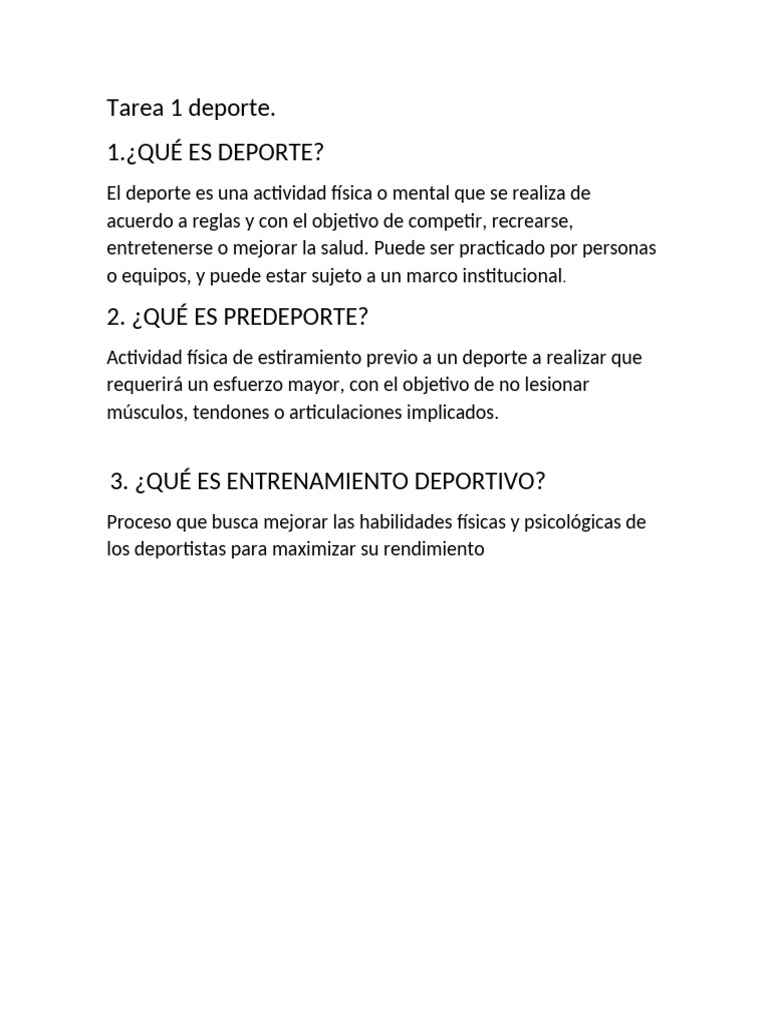 Tarea 1 Deporte, Educacion Fisica Sofia | PDF
