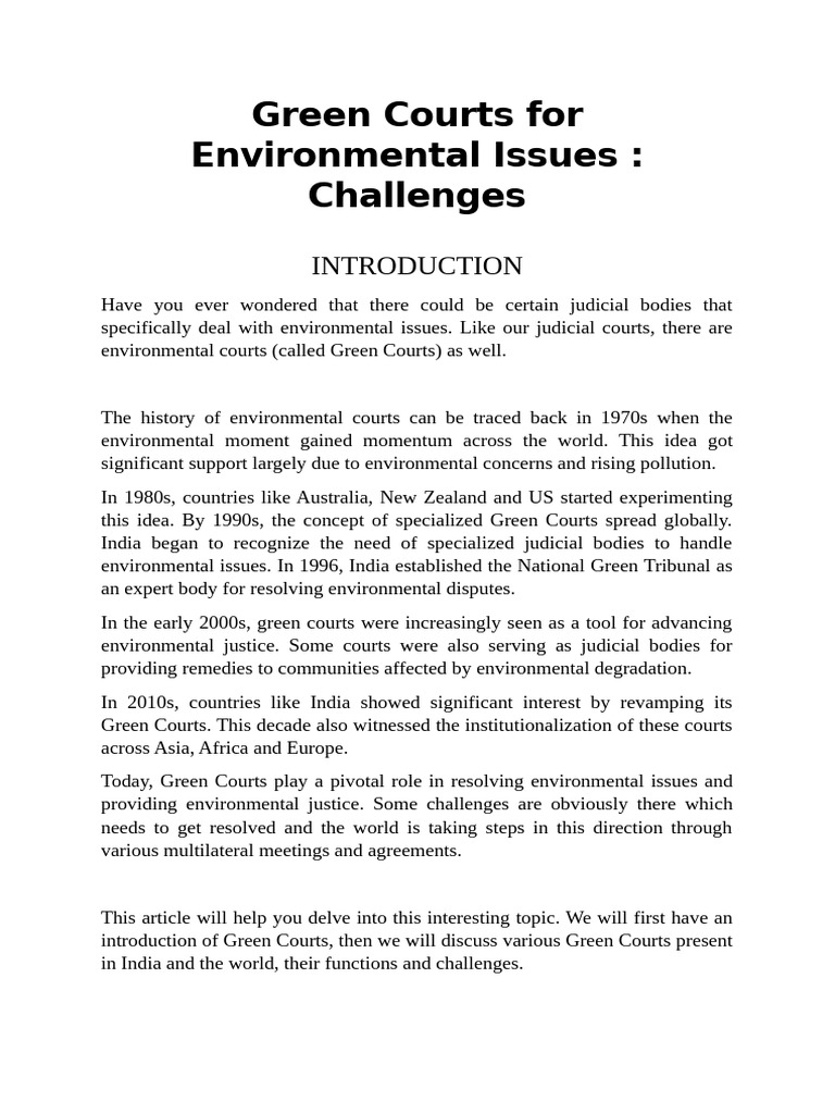 Green Courts For Environmental Issues | PDF | Sustainability ...