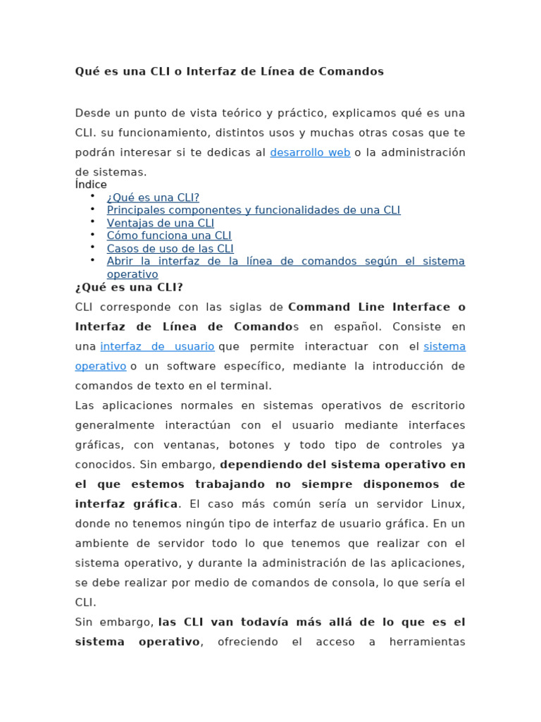 Aplicaciones CLI | PDF | Interfaz de línea de comando | Shell (informática)