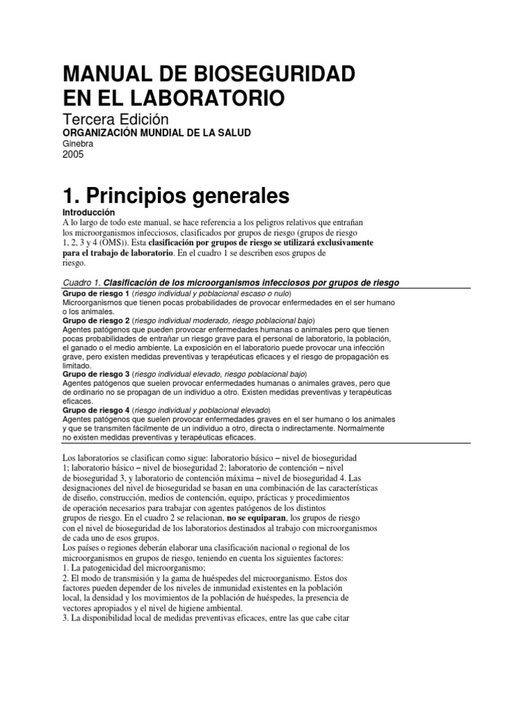 OMS Manual de Bioseguridad en Español | Laboratorios | Residuos